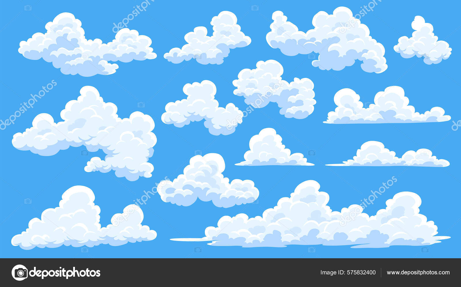 Awan Kartun Siap Simbol Ikon Awan Putih Abstrak Vektor Mendung Vektor ...