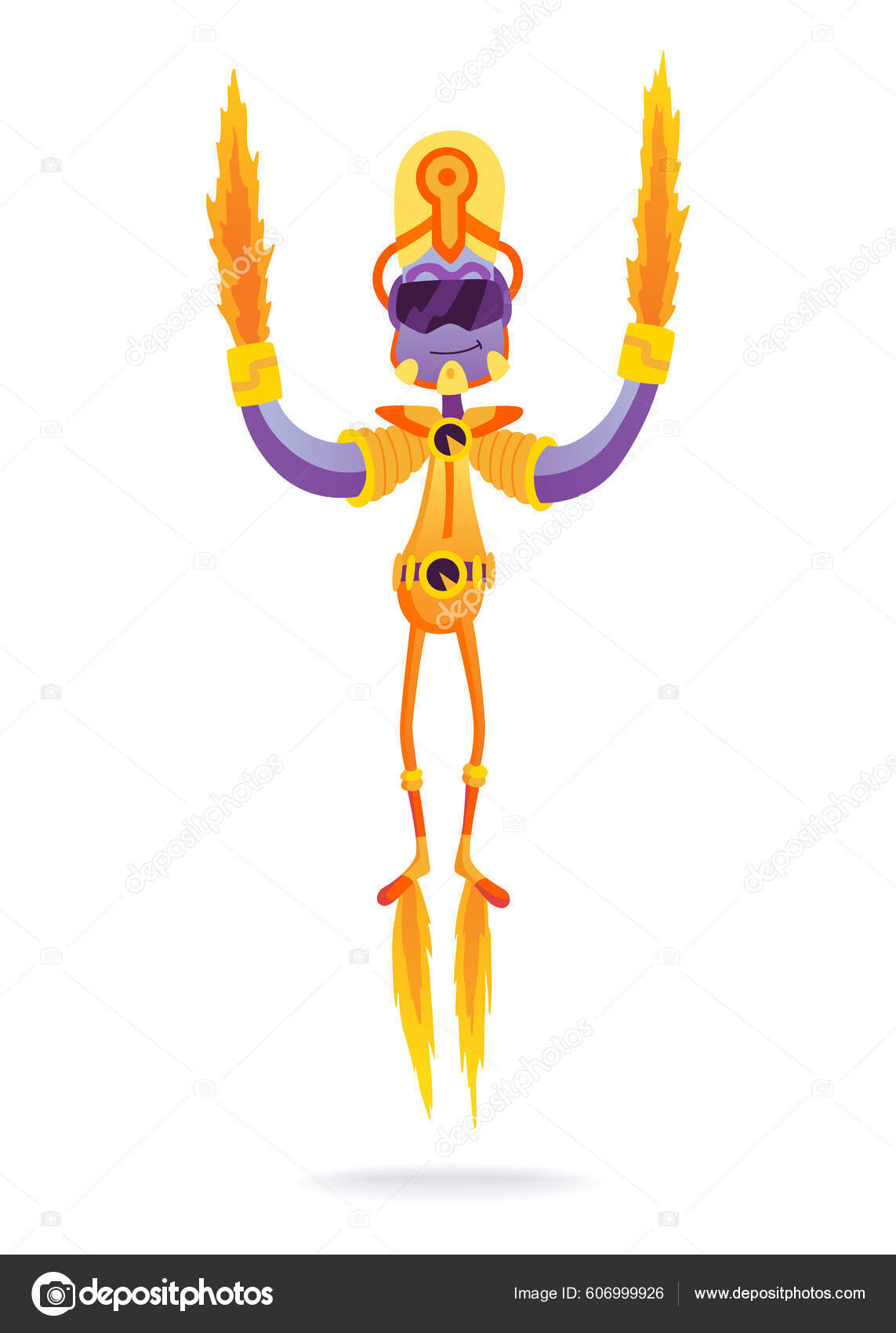 Cartoon Alien Robot Toys Character Android Isolated White Background ...