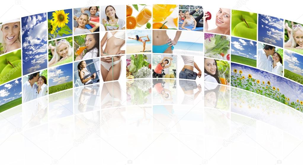 Summertime theme photo collage composed of few images — Stock Photo ...