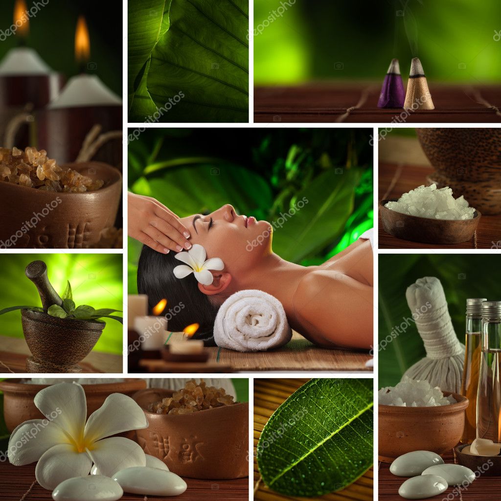 Spa theme photo collage composed of different images — Stock Photo ...