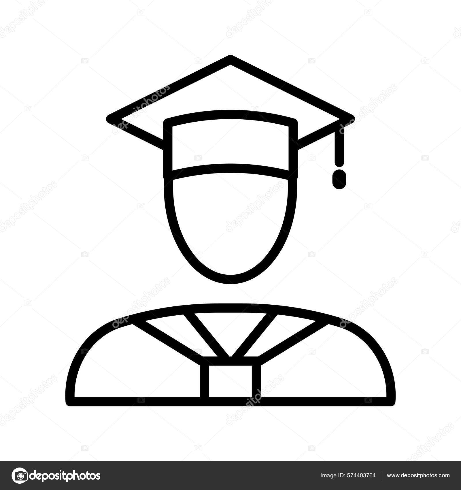 Graduation Student Avatar Icon Linear Style Pictogram Isolated White ...