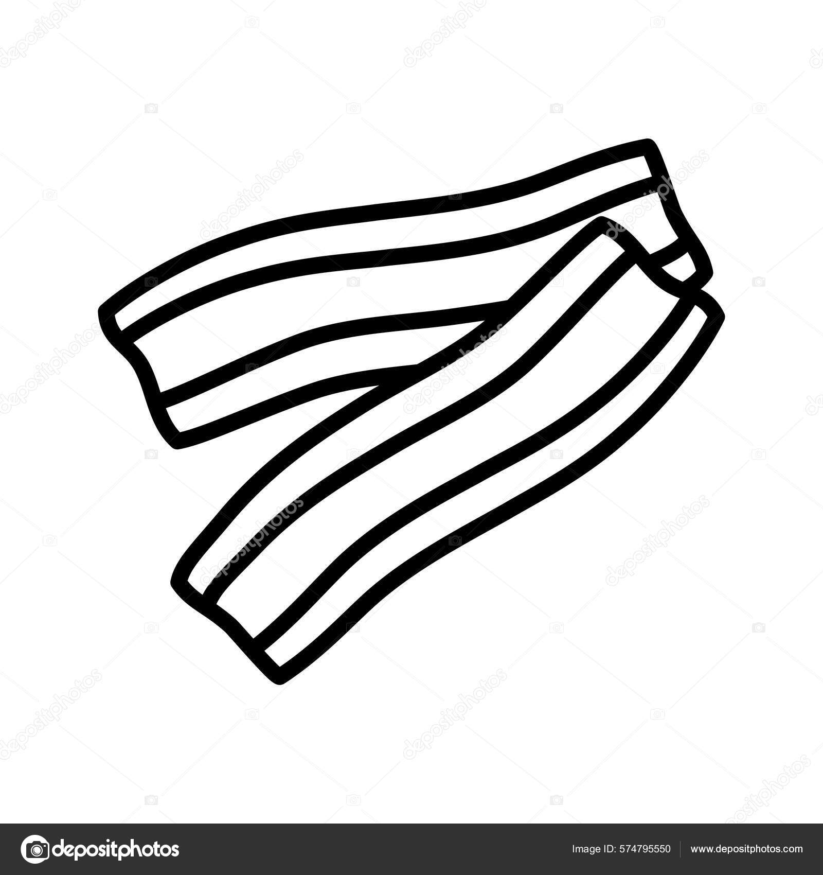Bacon Strip Outline Ikon Daging Bakon Diisolasi Pada Latar Belakang ...