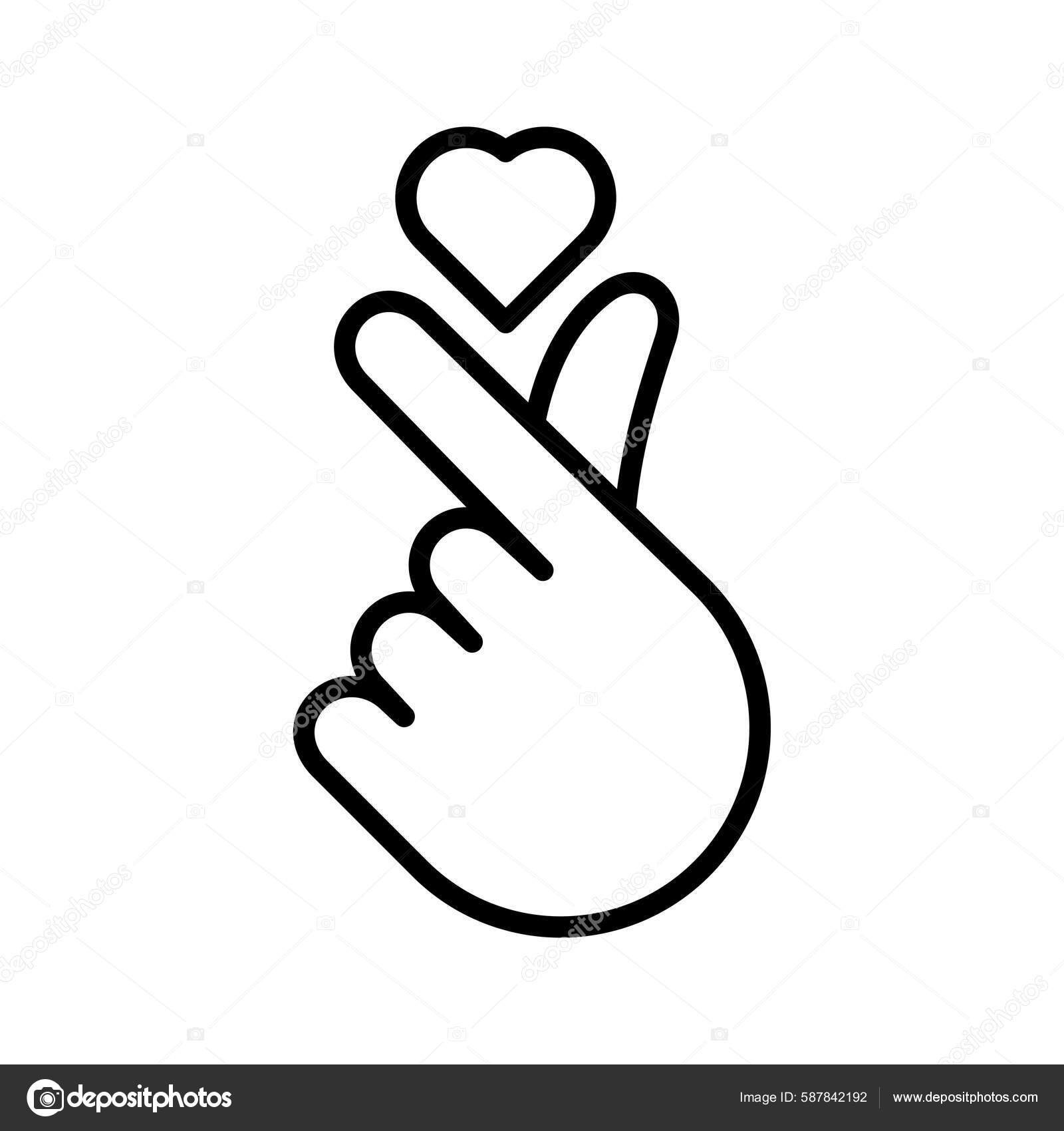 Símbolo Coreano Corazón Mano Mensaje Amor Gesto Mano Pictograma Aislado ...