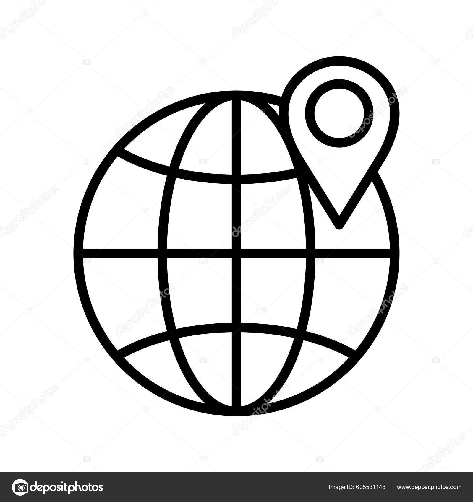 Global Location Icon Pictogram Isolated White Background Vector ...