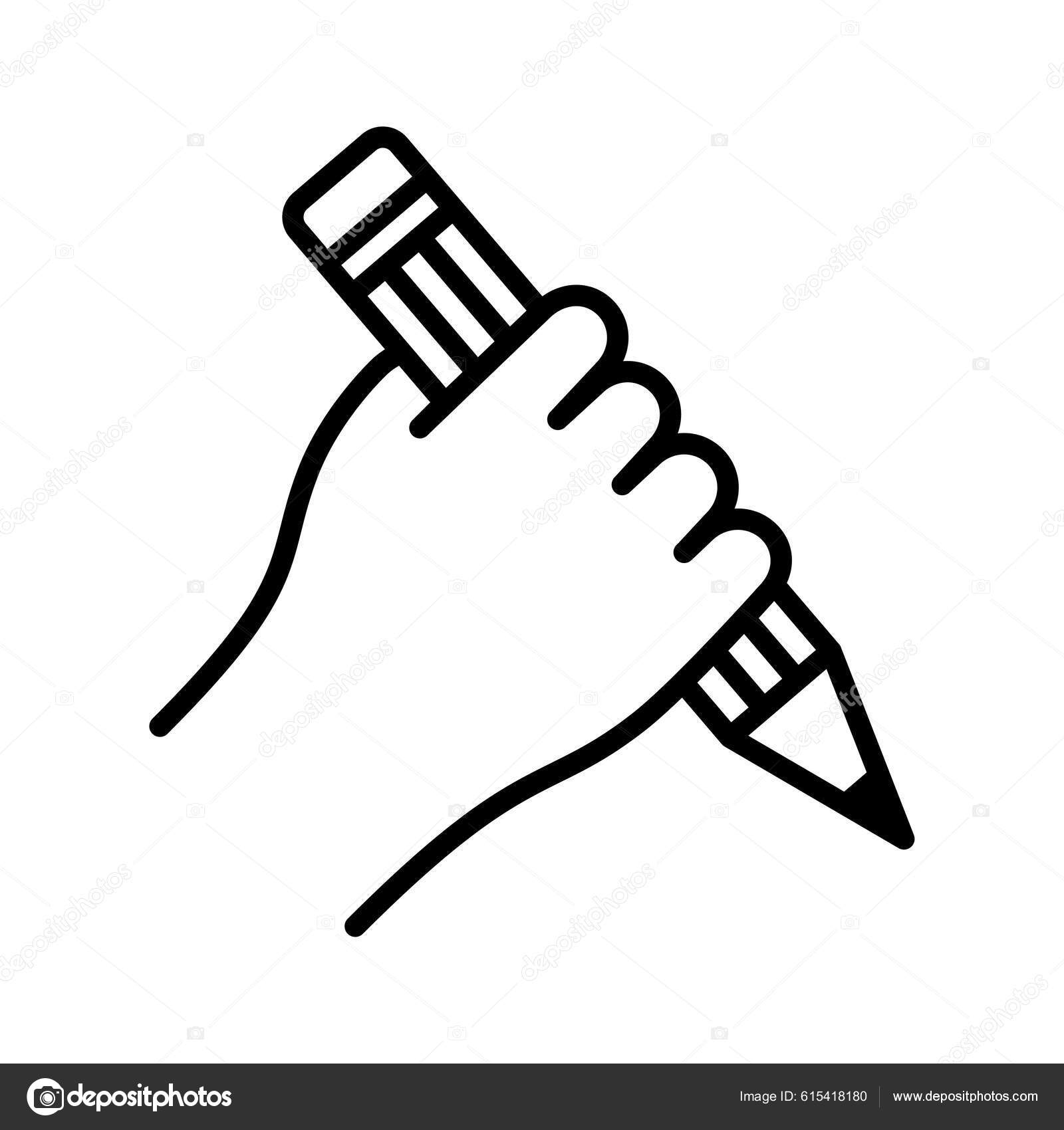 Icono Lápiz Mano Educación Creativa Pictograma Aislado Sobre Fondo ...