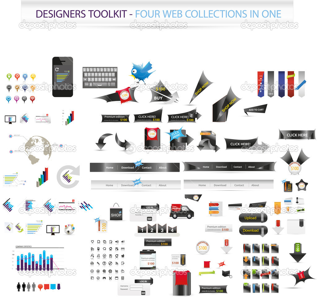 Designers toolkit - Four web collections in one Stock Vector Image by ...