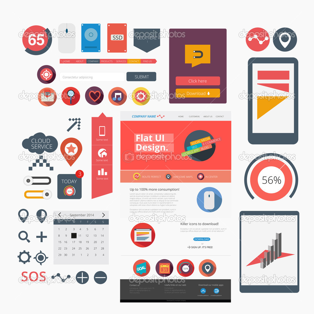 Modern web components - Vector flat style — Stock Vector © mastertasso ...