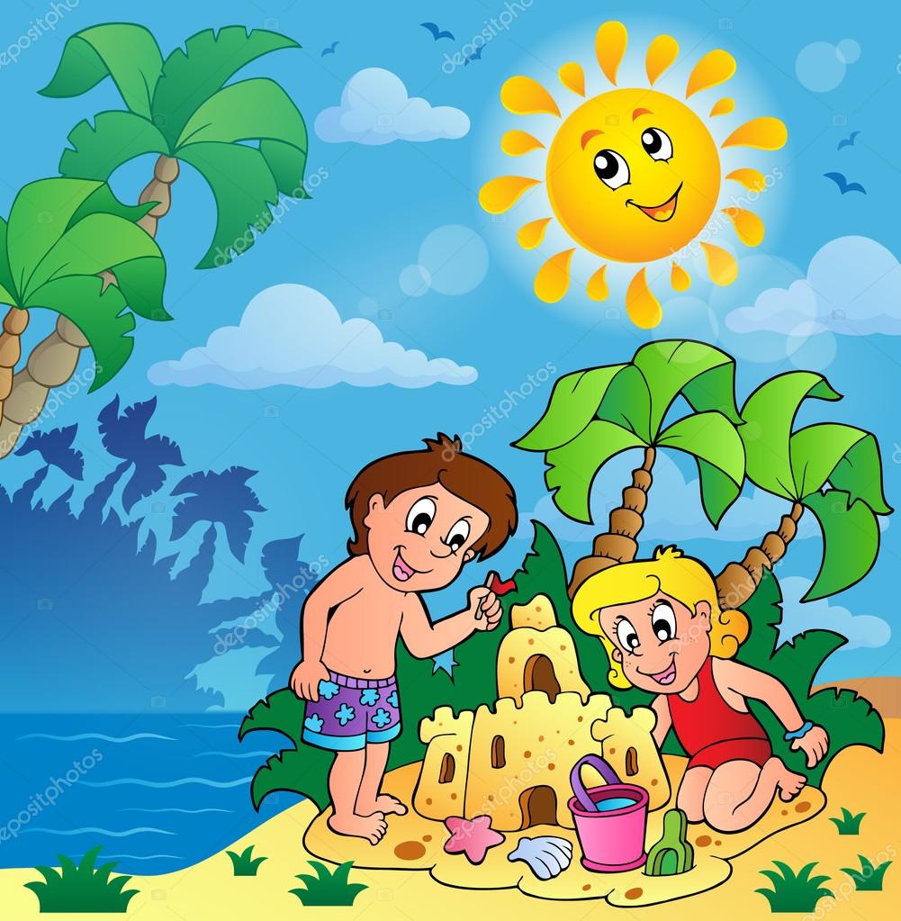Summer theme with children playing Stock Vector Image by ©clairev #49480073