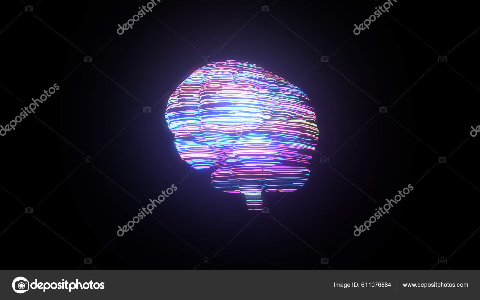 Meta Brain Render Human Brain Glow Colourful Surface Stock Photo by ...