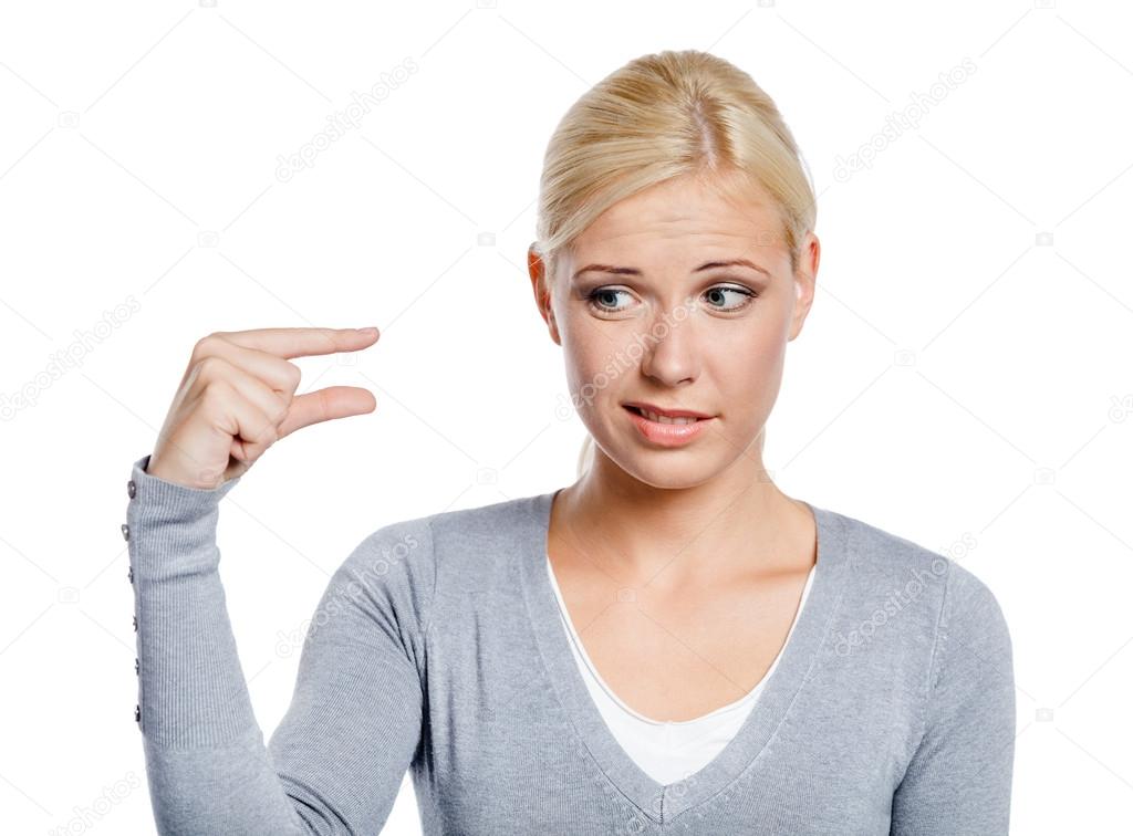 Lady showing small amount of something — Stock Photo © agencyby #22061099