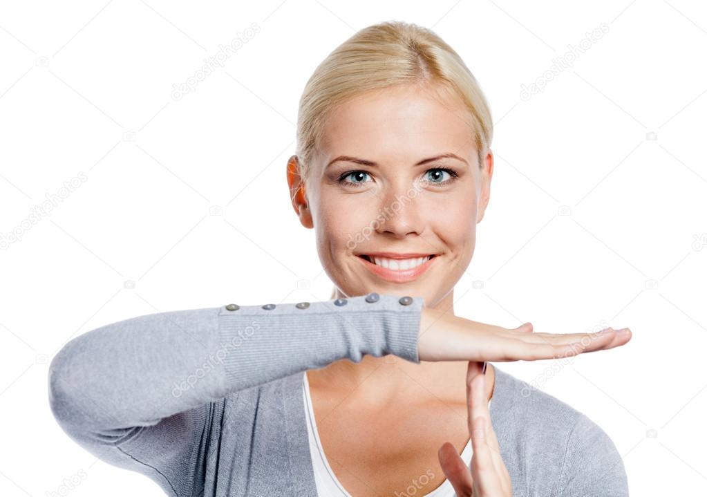 Portrait of woman gesturing time out — Stock Photo © agencyby #23680593