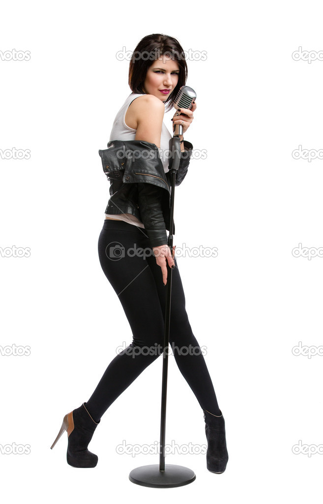 Musician keeping static mic — Stock Photo © agencyby #42683179