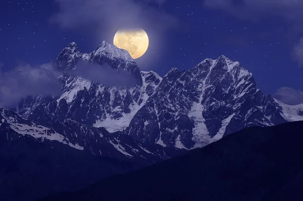 Moon over mountains Stock Photos, Royalty Free Moon over mountains ...