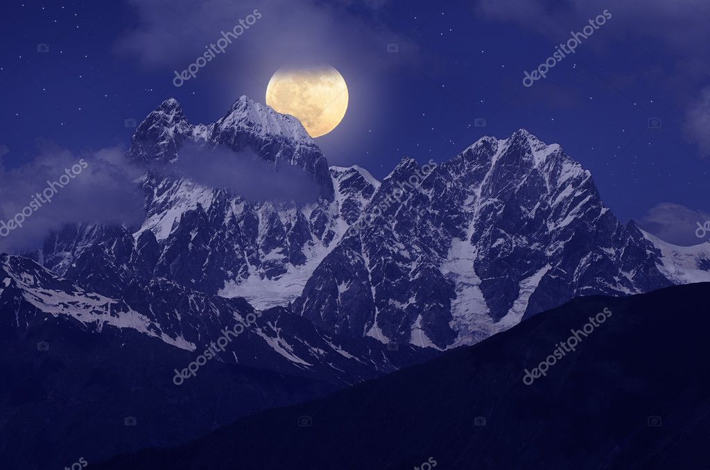 Moon over the hill ⬇ Stock Photo, Image by © Kotenko #32763237