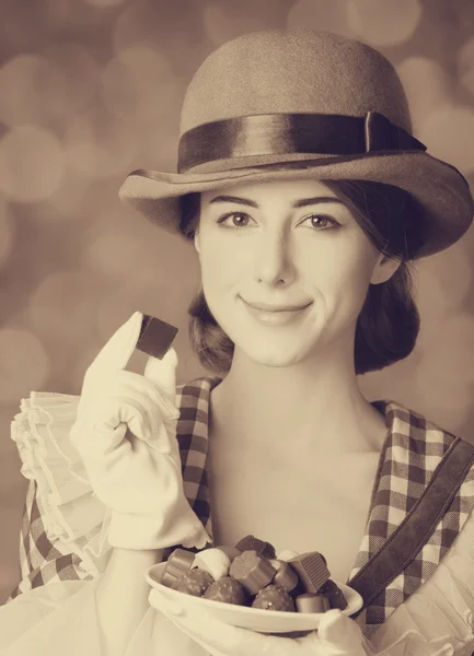 Women with candy. Photo in sepia color image style. Stock Photo by ...