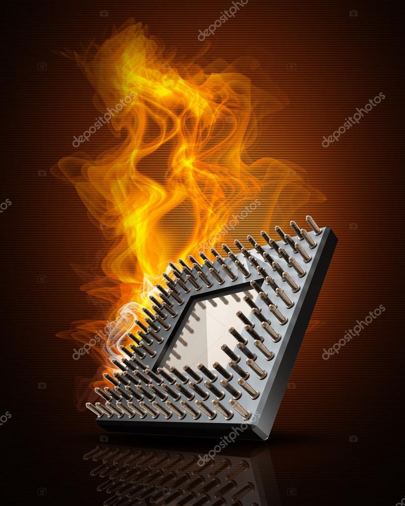 CPU en el fuego de alta resoluci n 3d ilustraci n 2024