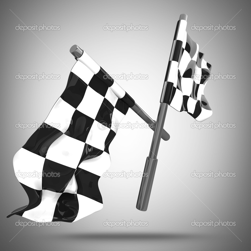 Two crossed checkered flags. High resolution 3d render — Stock Photo ...