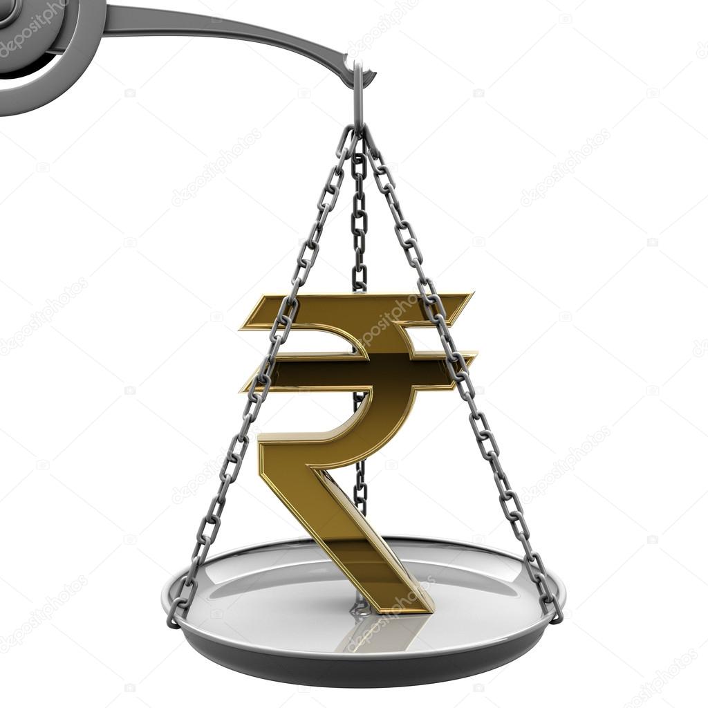 Scale with golden Indian rupee symbol Stock Photo by ©ADDRicky 20329503