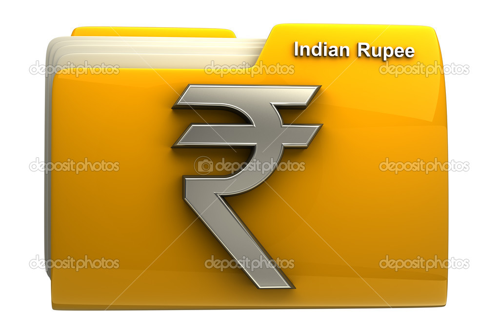 Yellow folder with indian rupee symbol — Stock Photo © ADDRicky #20756135