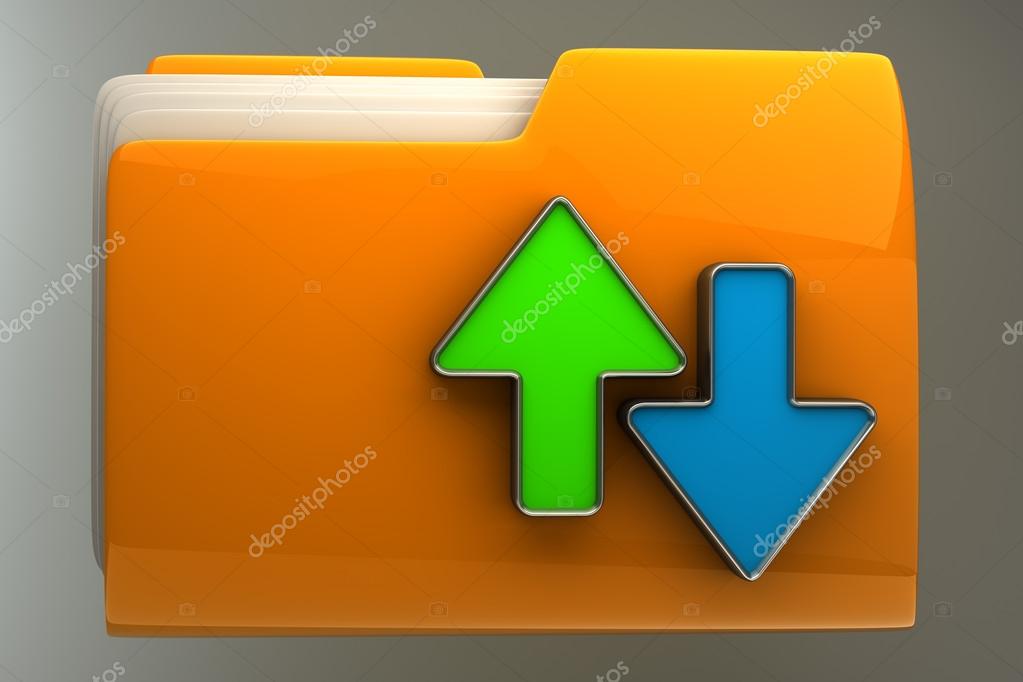 Yellow folder and arrow icon — Stock Photo © ADDRicky #20756407