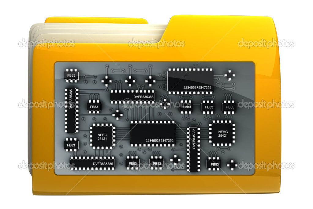 Yellow folder Computer microchip — Stock Photo © ADDRicky #20756995