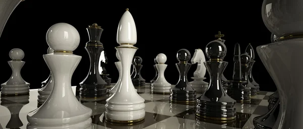 Chess set isolated on black 3d render Stock Photo by ©ADDRicky 20318183