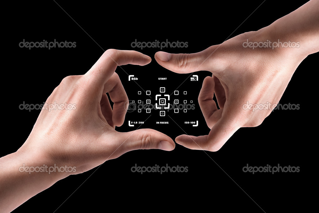 Hands create camera screen isolated — Stock Photo © ADDRicky #32121945