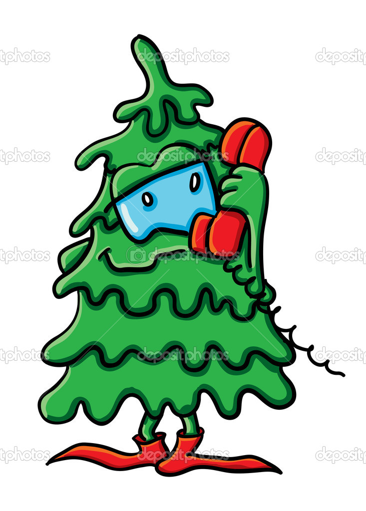 Cartoon Christmas Tree with phone Stock Vector Image by ©Giinger #17008285