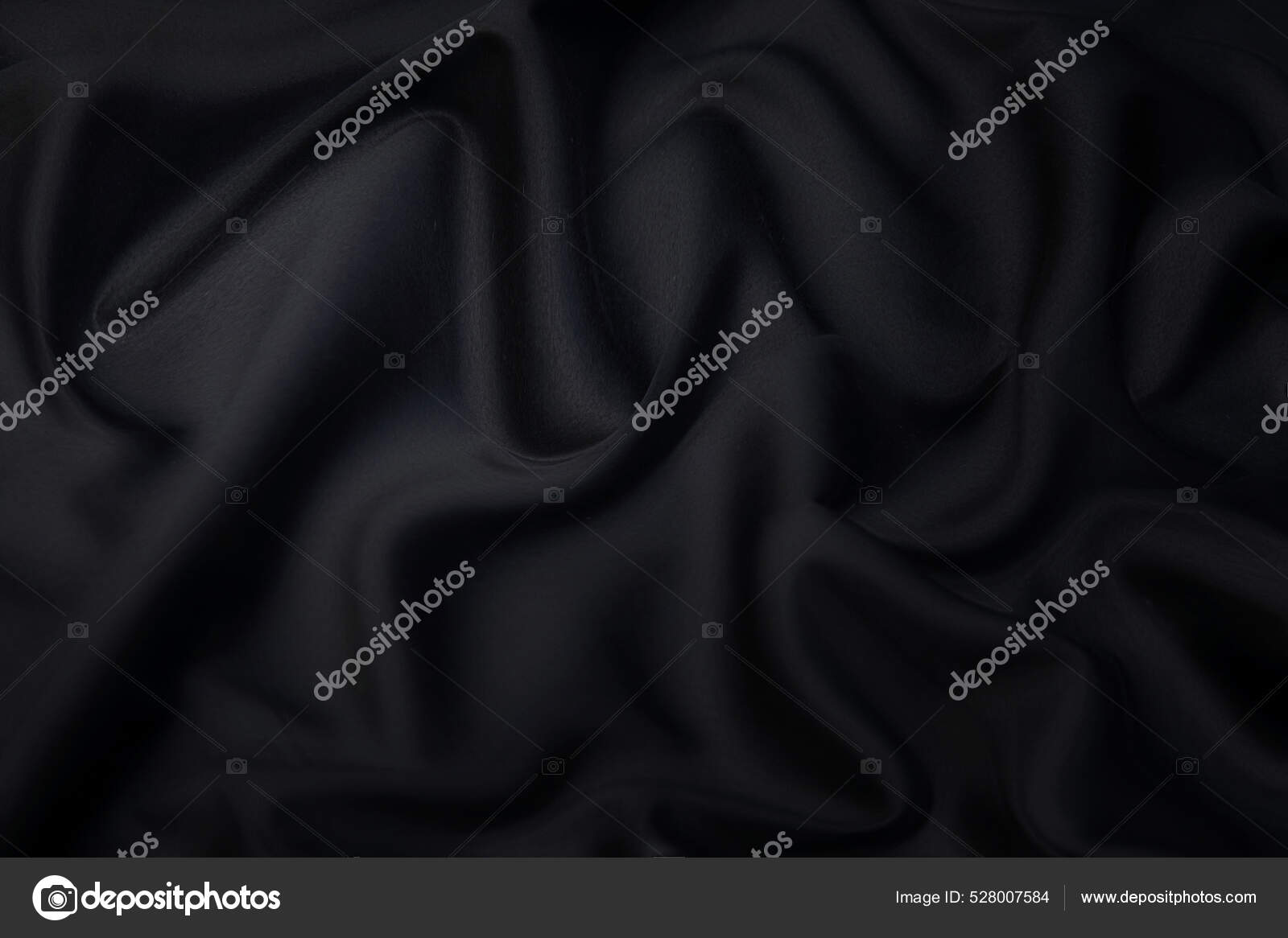 Black Fabric Texture Background Wavy Fabric Slippery Black Color Luxury ...
