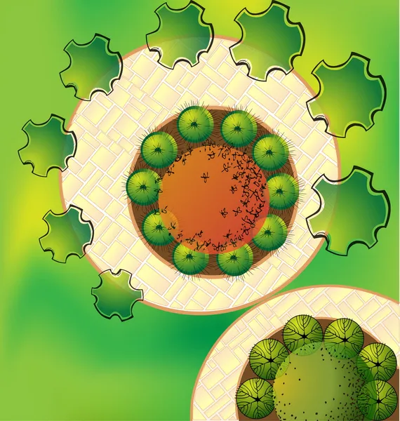 A set of colored treetop symbols, for architectural or landscape design ...