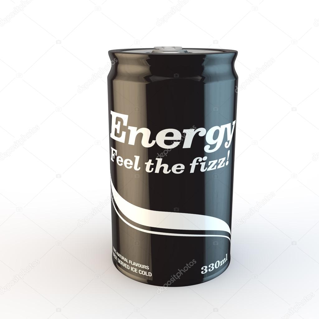 Single can of fizzy soda energy drink with original design Stock Photo ...