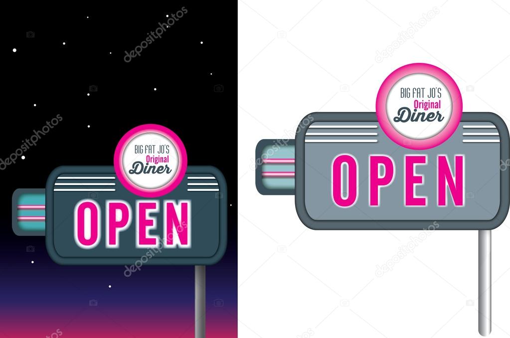 Pink neon signage retro vintage style for diner Stock Photo by ...
