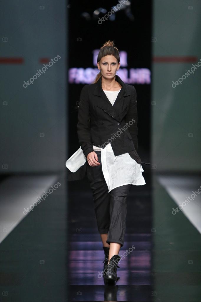 Fashion model wearing clothes designed by Link on the 'Fashion.hr' show ...