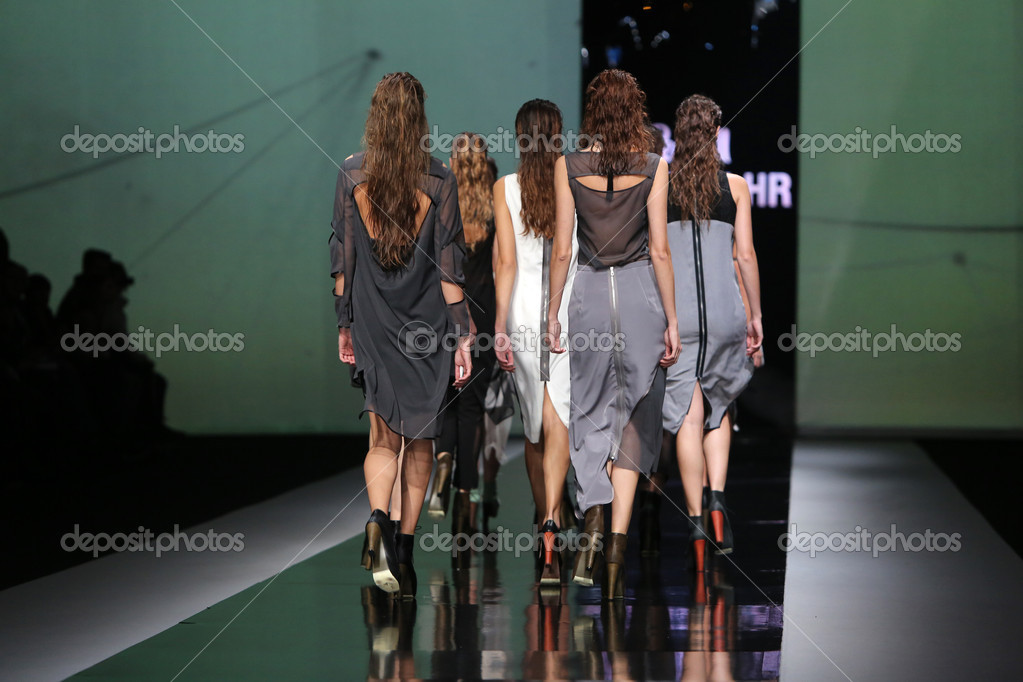 Fashion model wearing clothes designed by Ana Maria Ricov on the ...