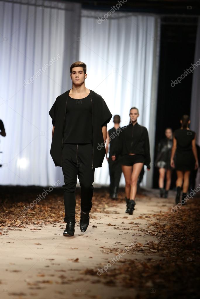 Fashion model wearing clothes designed by Maja Podrug on the Cro a ...