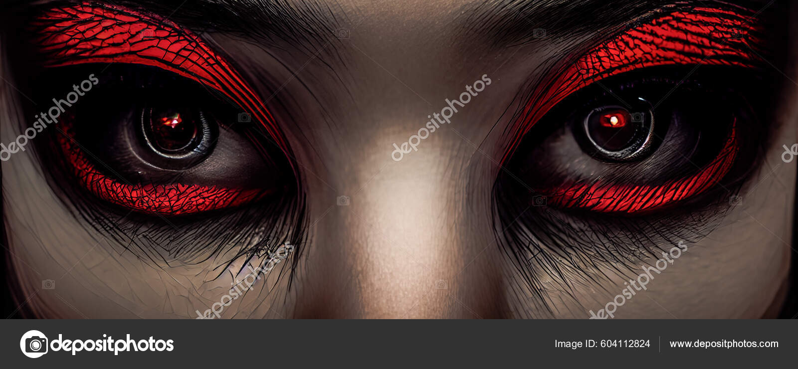 Render Close Scary Eyes Looking Camera Black Background Stock Photo by ...