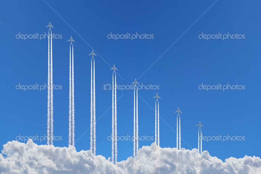 Graphs of diagramme made of airplanes and its trailes Stock Photo by ...