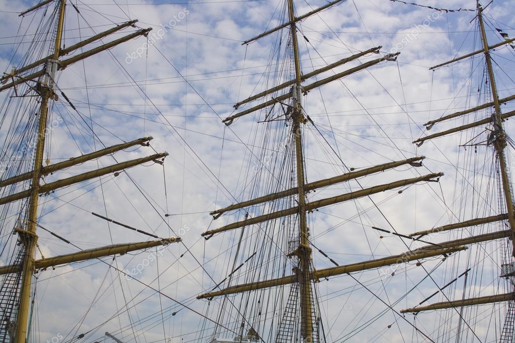 Masts and rigging of a sailing ship — Stock Photo © yos_moes #39957615