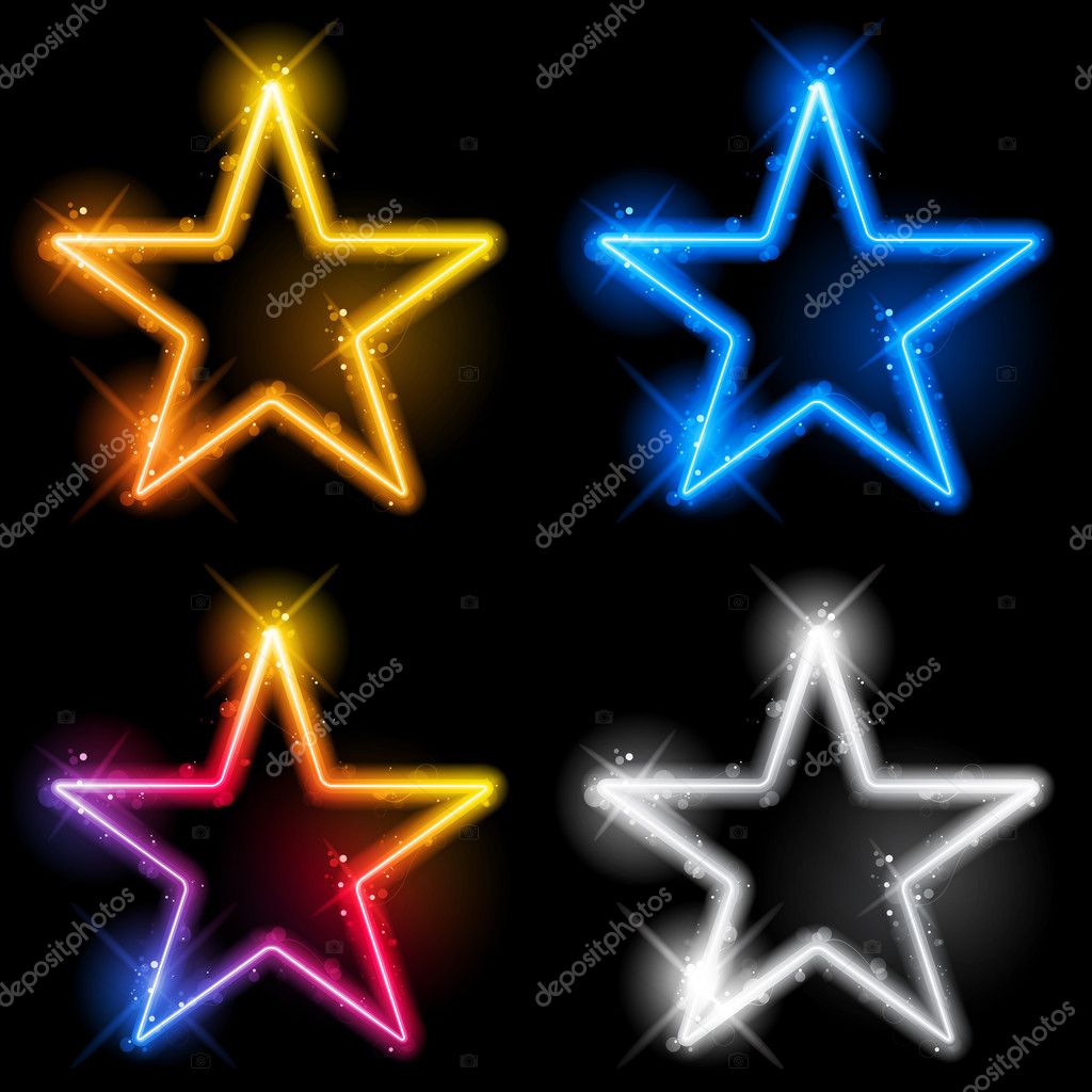 Glowing Neon Stars Stock Vector by ©gubh83 37215645