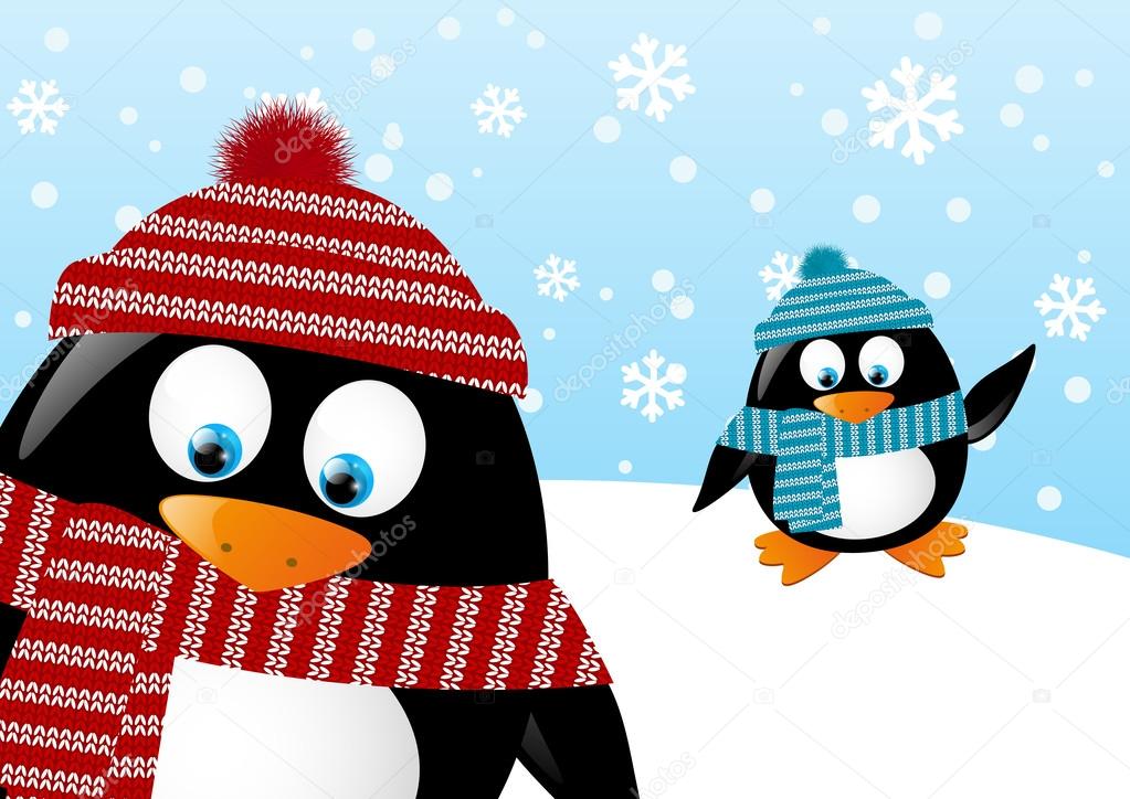 Cute penguins on winter background — Stock Vector © Huhli13 #33754129