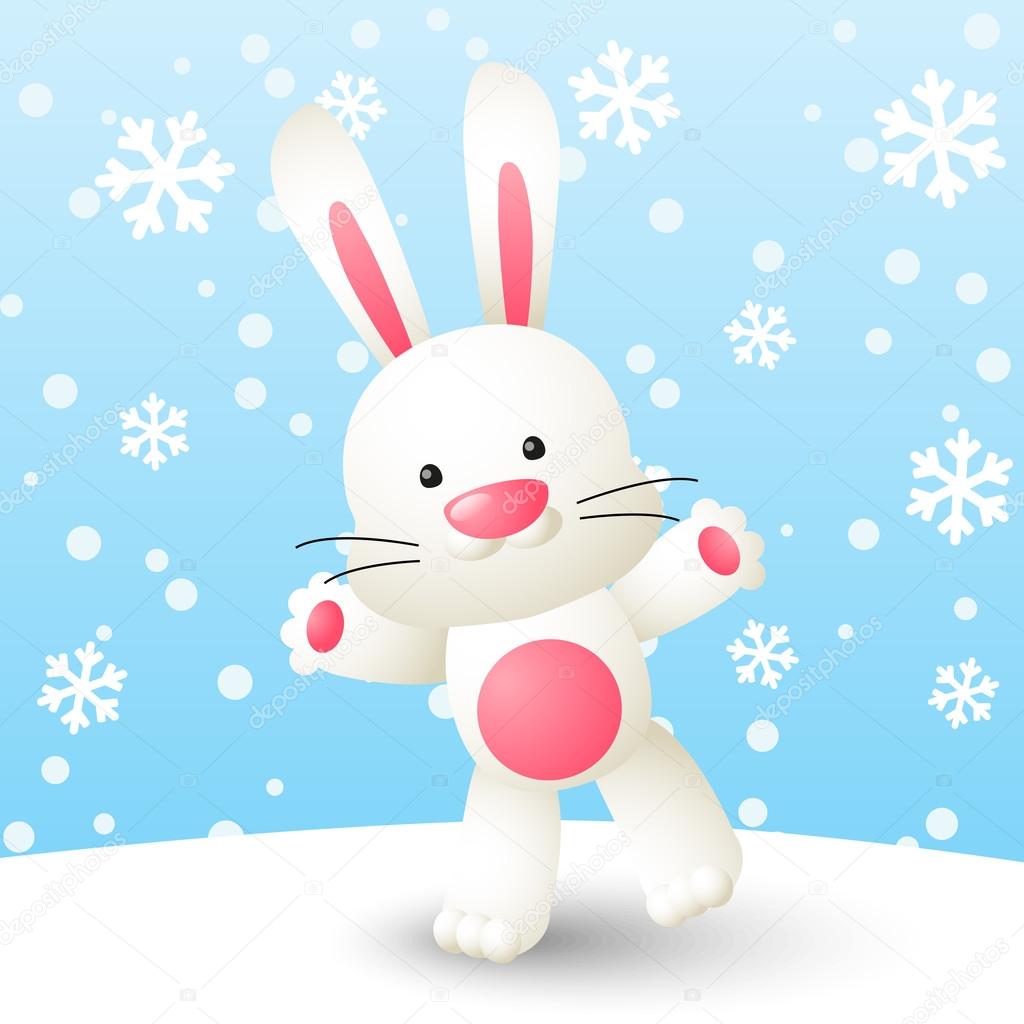 Cute white rabbit on winter background Stock Vector Image by ©Huhli13 ...
