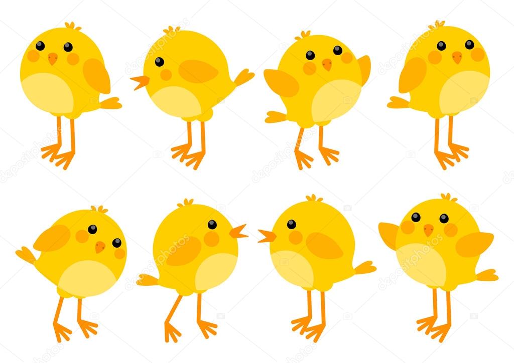 Conjunto de lindos pollitos — Archivo Imágenes Vectoriales © Huhli13 ...