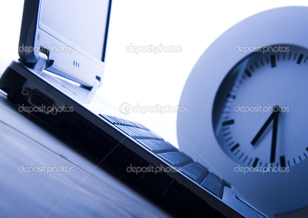Laptop & Clock — Stock Photo © JanPietruszka #30695833