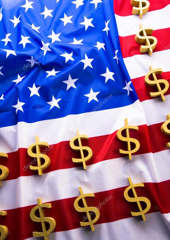 U.S.A flag & Dollar signs — Stock Photo © JanPietruszka #30739491