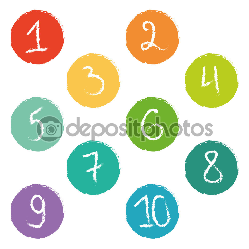 conjunto de diez círculos numéricos coloridos — Vector de stock ...