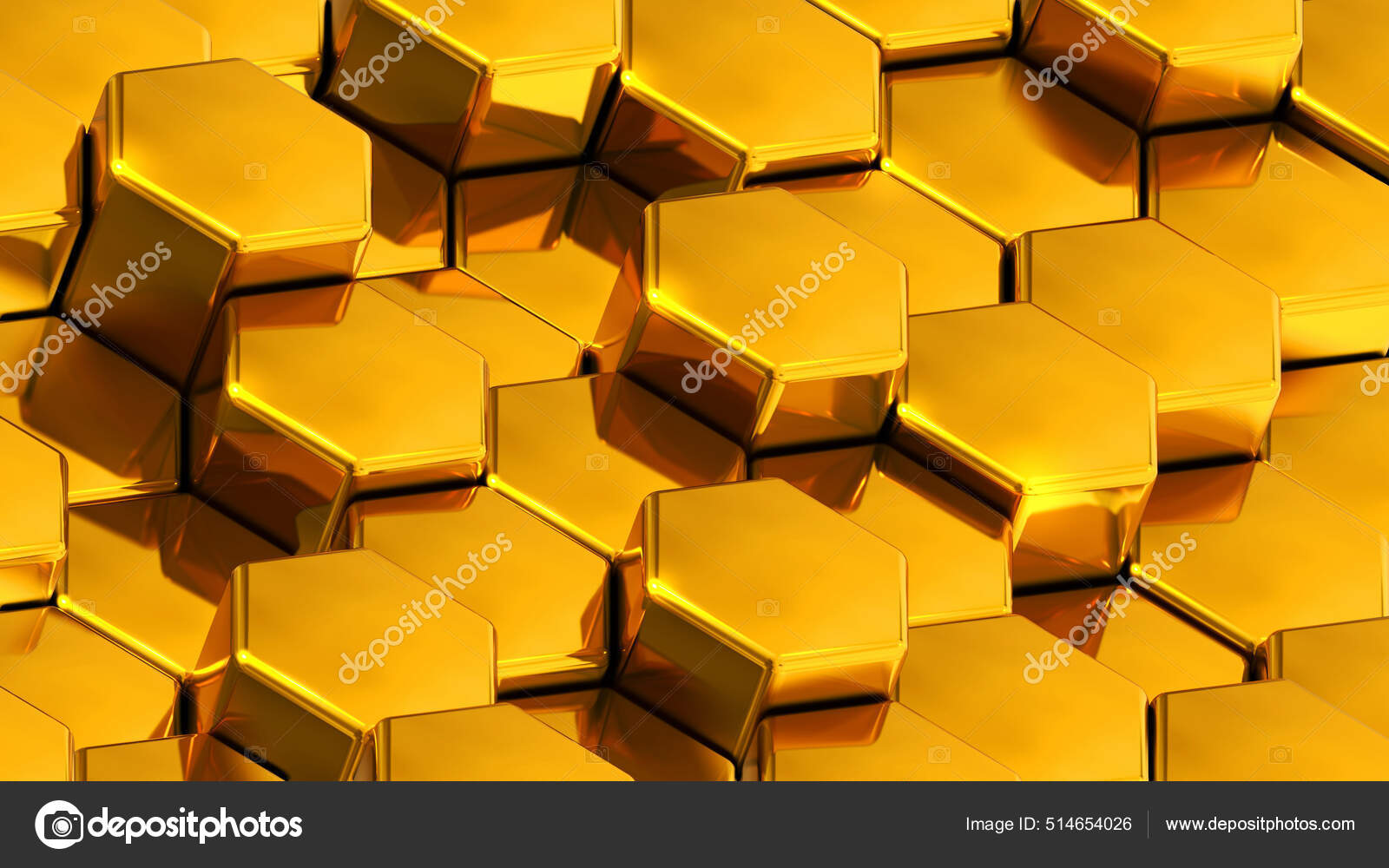 Gold Hexagons Geometric Background Shiny Golden Metallic Shapes Stacks ...