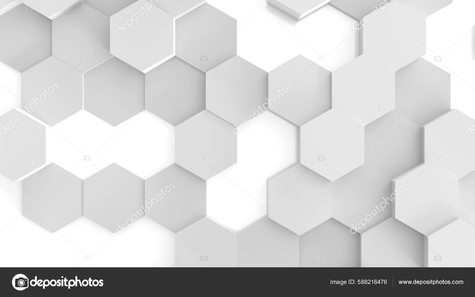 Abstract Geometric Background White Grey Hexagons Shapes Honeycomb Pattern Render Stock Photo by ...