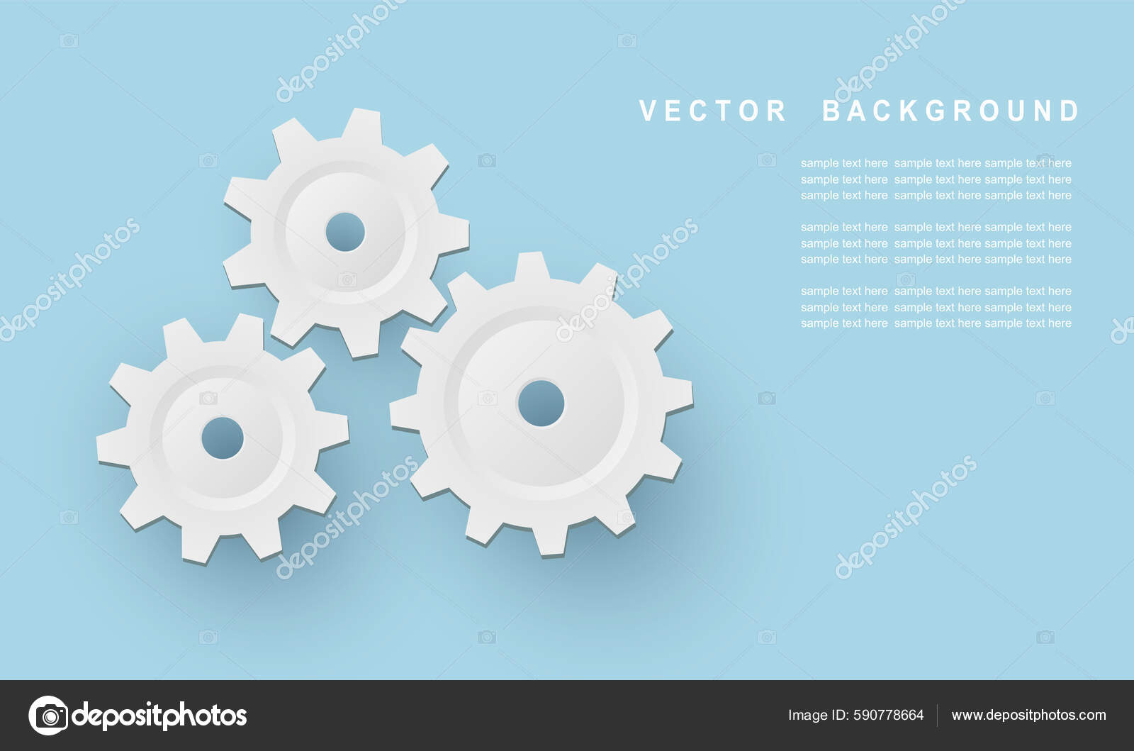 White Gears Cogs Blue Cooperation Concept Technology Background Copy ...