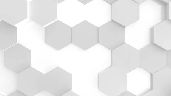 White Hexagons Geometric Background Abstract White Grey Shapes Stacks Render — Stock Photo ...