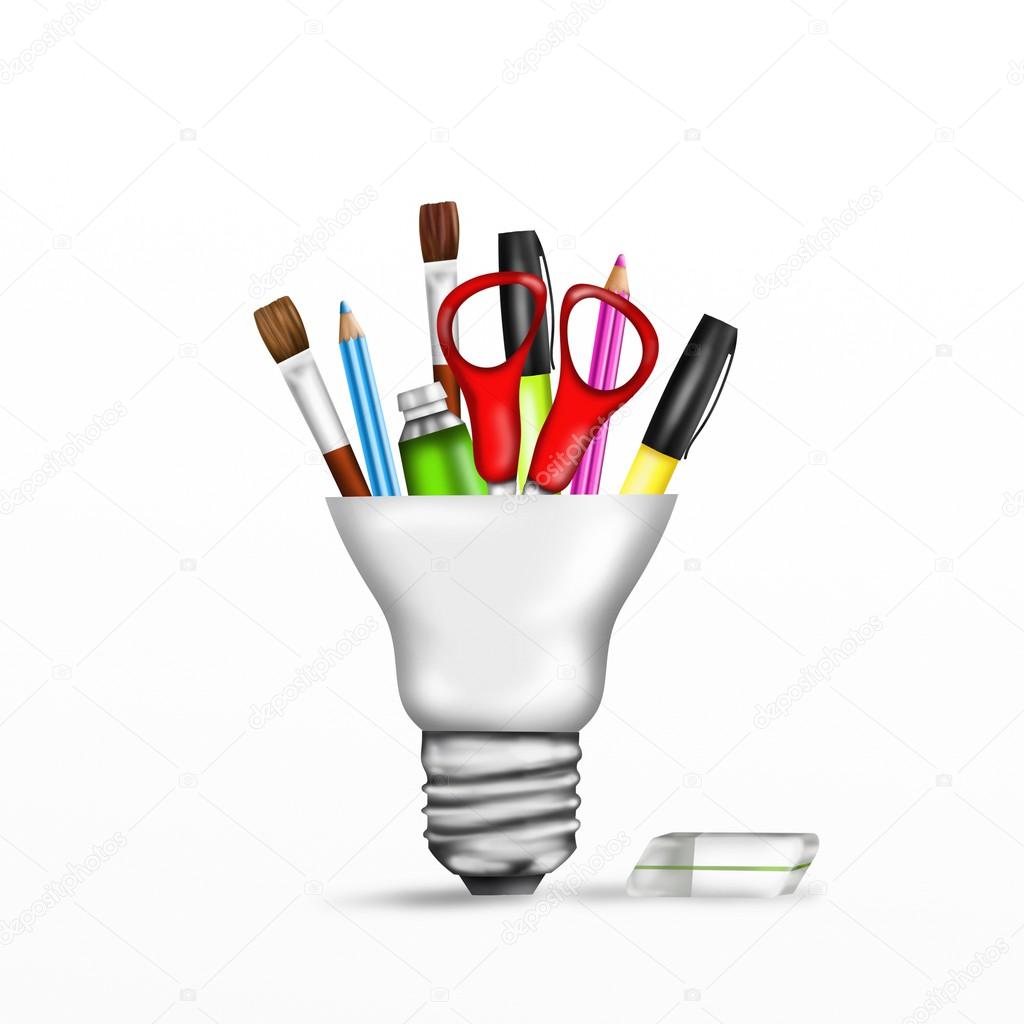 Light bulb and colored pencils — Stock Photo © goccedicolore #42154101